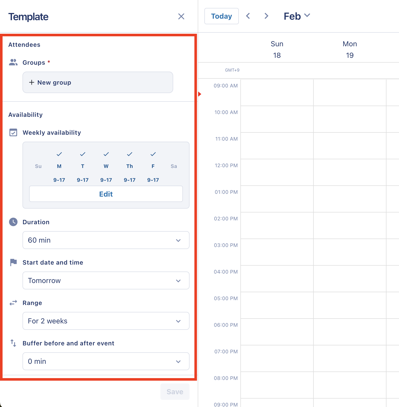 Share availability from templates